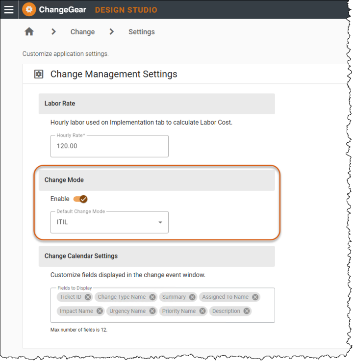 Change Management Settings