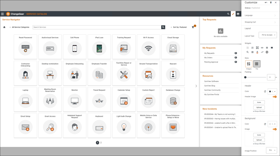 Customizing the Service Catalog